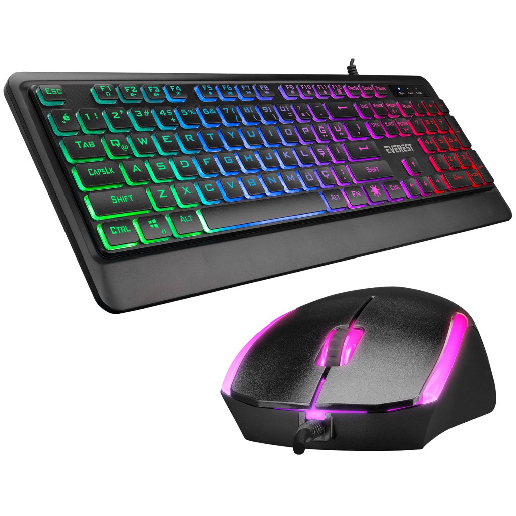 Klavye Mouse Set Gaming Rainbow Forza Plus