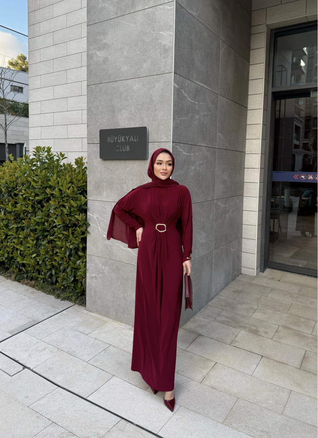 Nisa Sandy Elbise - Bordo