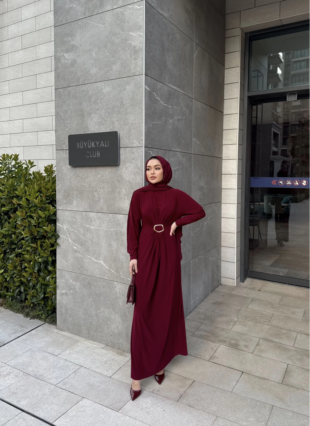 Nisa Sandy Elbise - Bordo