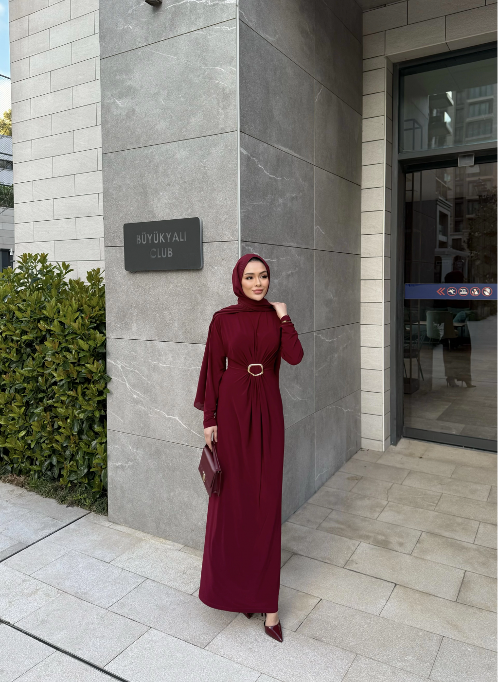 Nisa Sandy Elbise - Bordo