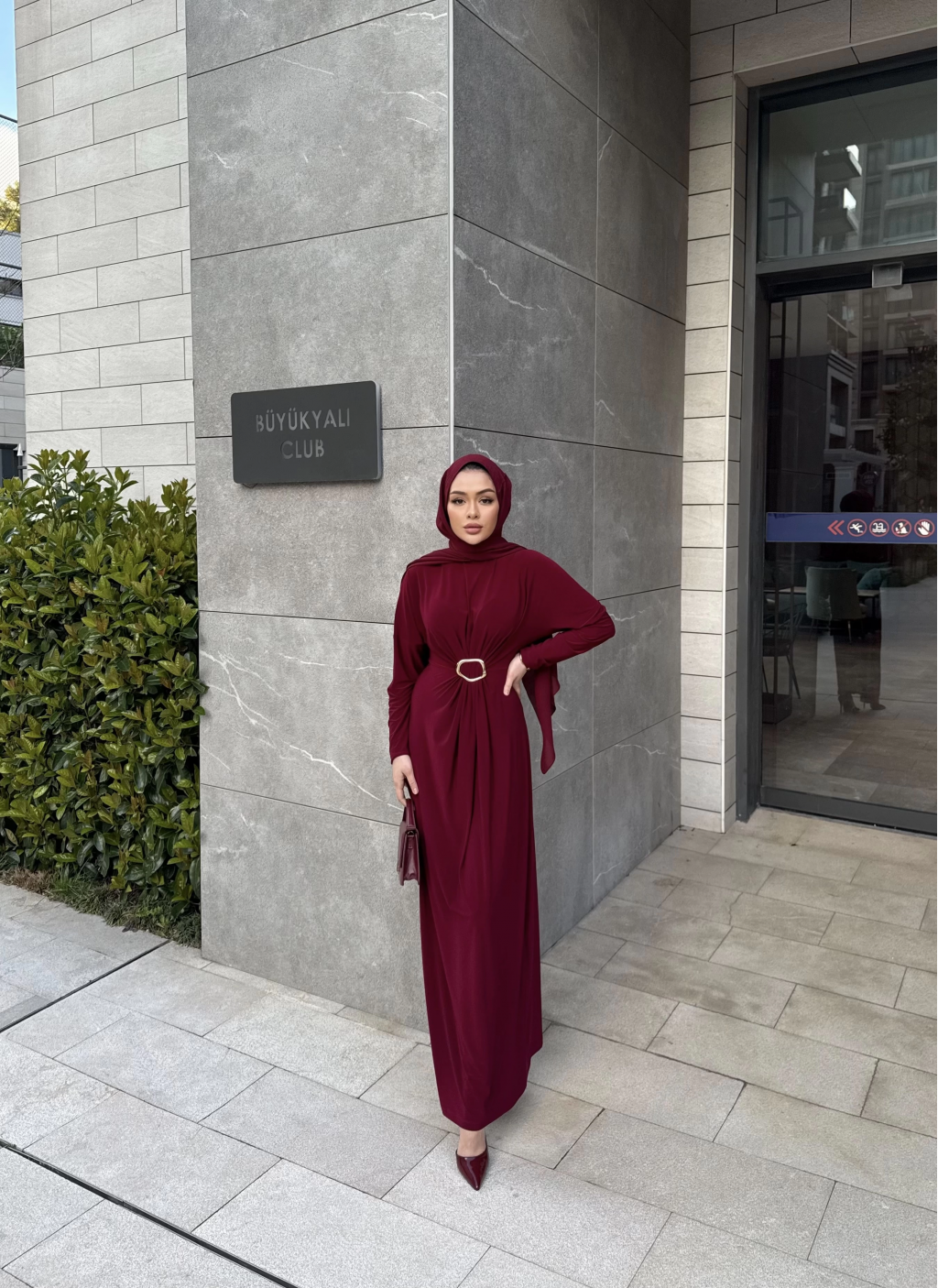 Nisa Sandy Elbise - Bordo