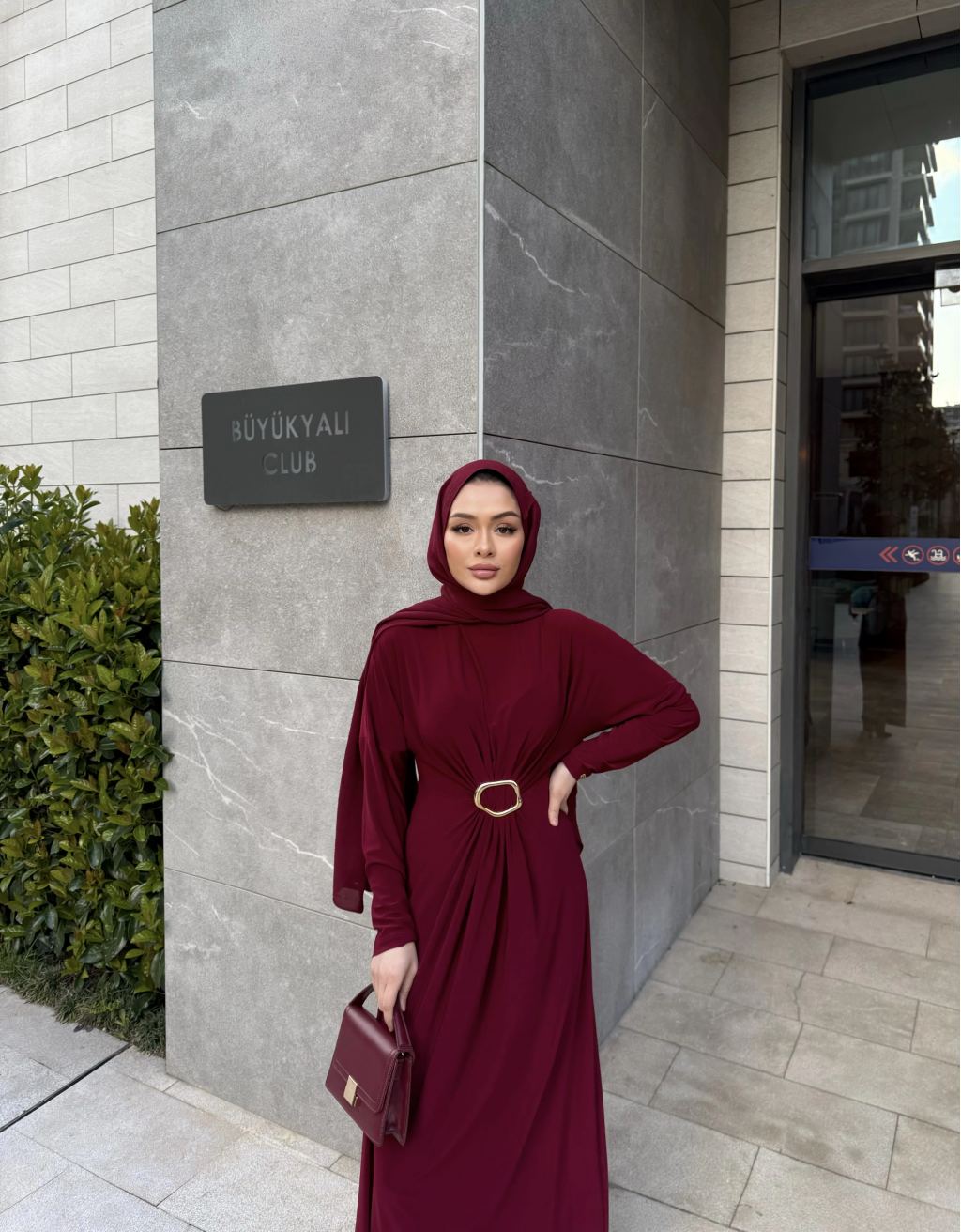 Nisa Sandy Elbise - Bordo