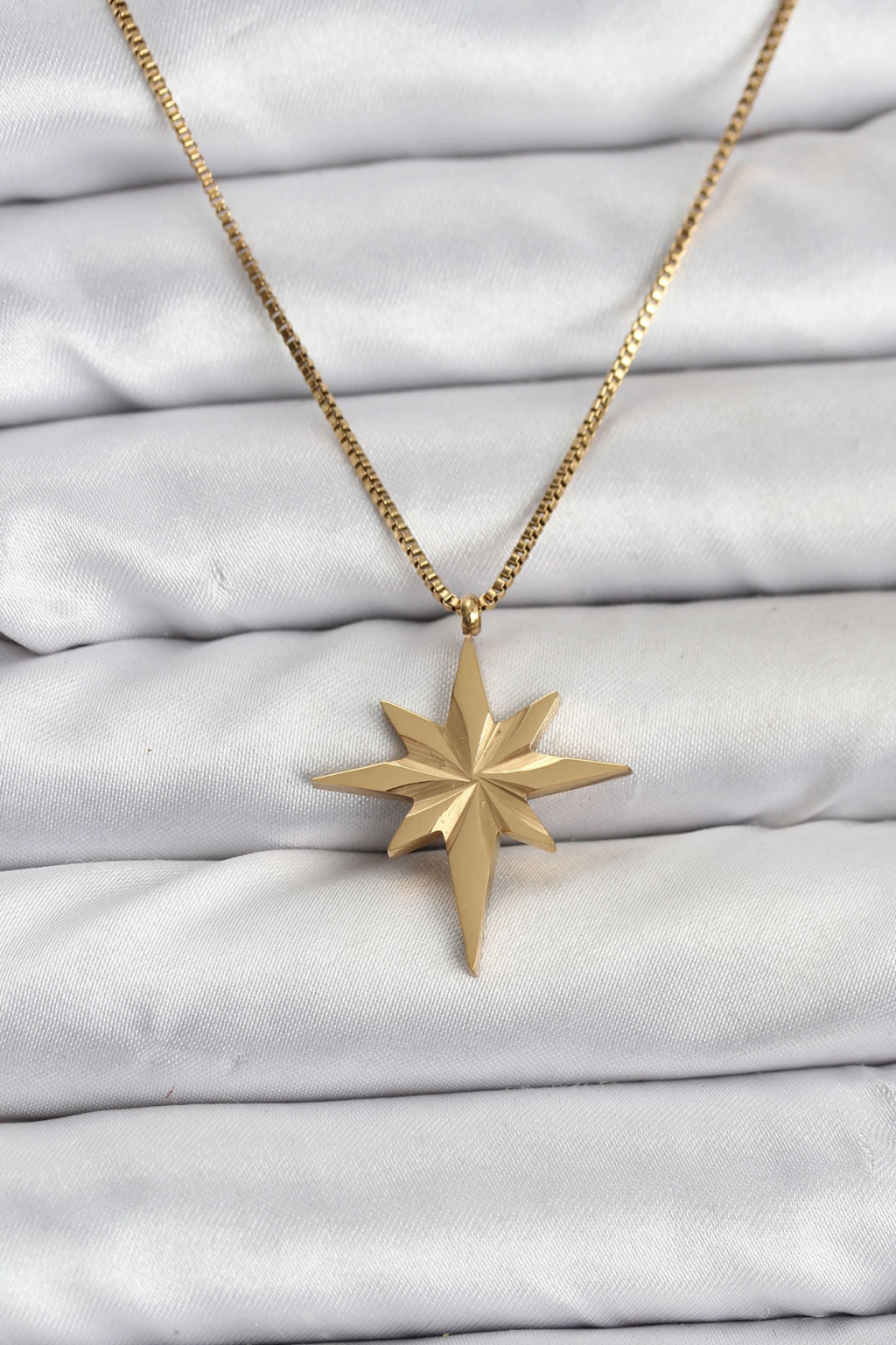 316L Çelik Zincir Gold Renk Kutup Yıldızı Model 60 cm Zincir Kadın Kolye