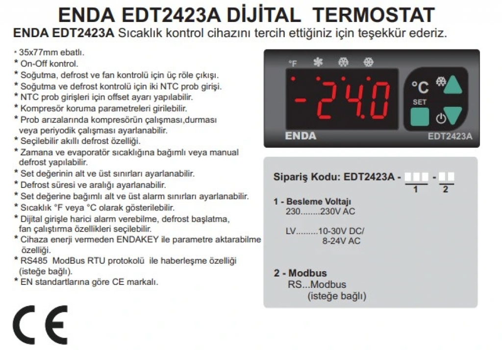 Enda Dijital Termostat 2x Ntc Çift Röle Çıkışlı 2 Problu -60 - +150 ...