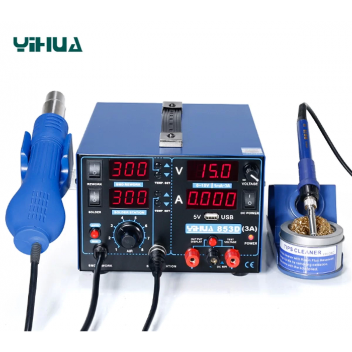 Yihua 853D 3A Güç Kaynağı Sıcak Hava Üflemeli Havya İstasyonu