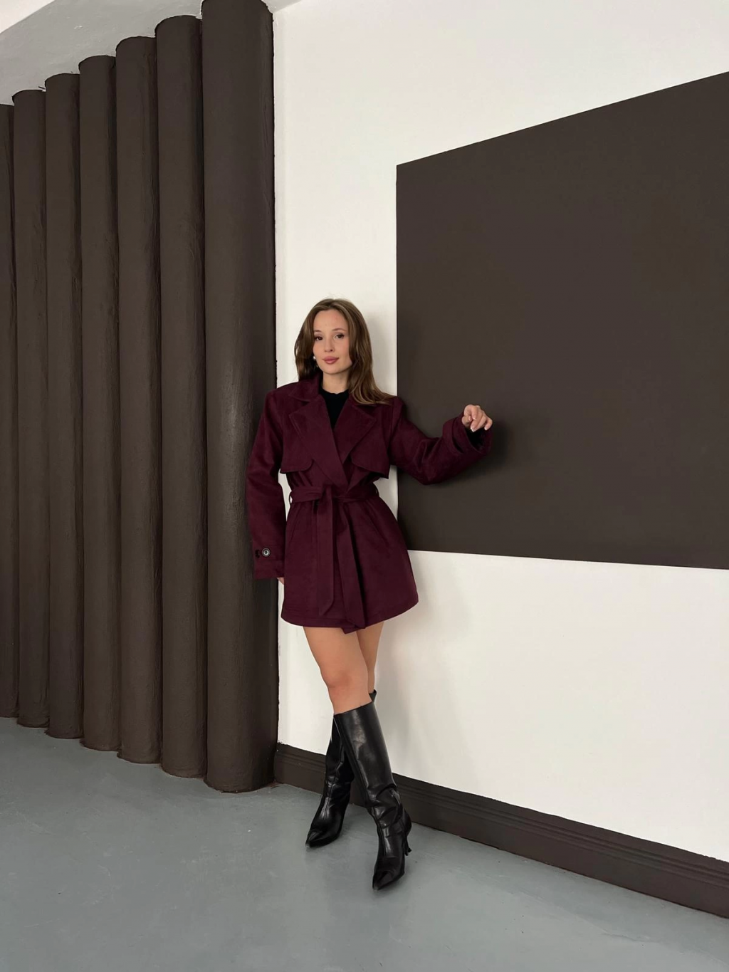 Kaban Modelleri & Joi Butik - Kol Manteşli Nubuk Kaban Bordo