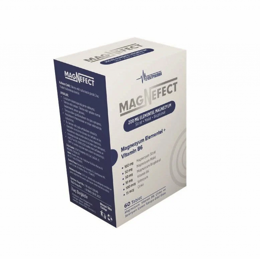Magnefect 200 mg Elemental Magnezyum 60 Tablet