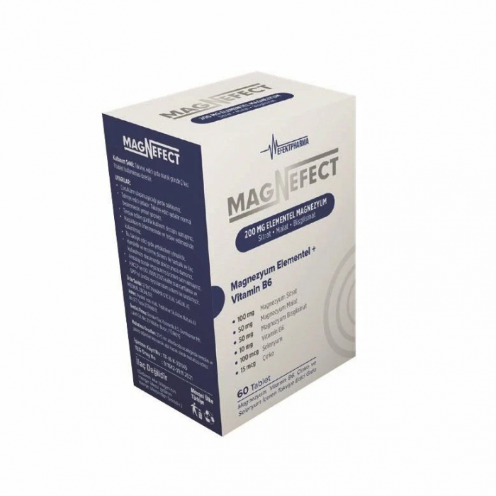 Magnefect 200 mg Elemental Magnezyum 60 Tablet
