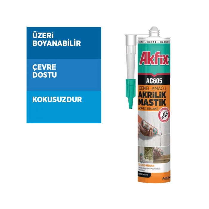 Akfix AC605 Akrilik Mastik Beyaz 500 ml - Yapı Kimyasalları - Hepsicinde