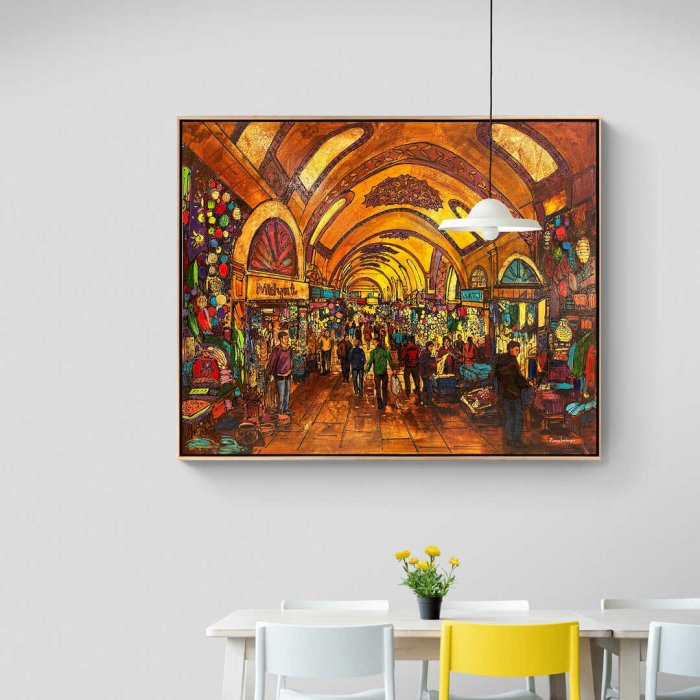 Old Texture Oil Painting of the Grand Bazaar | Simurg Art Gallery