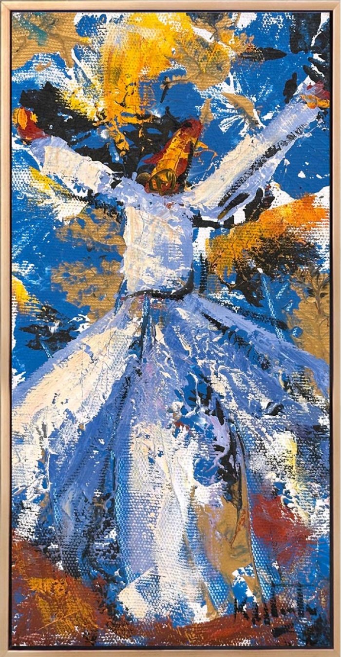 Blue Dervish Oil Painting | Simurg Art Gallery