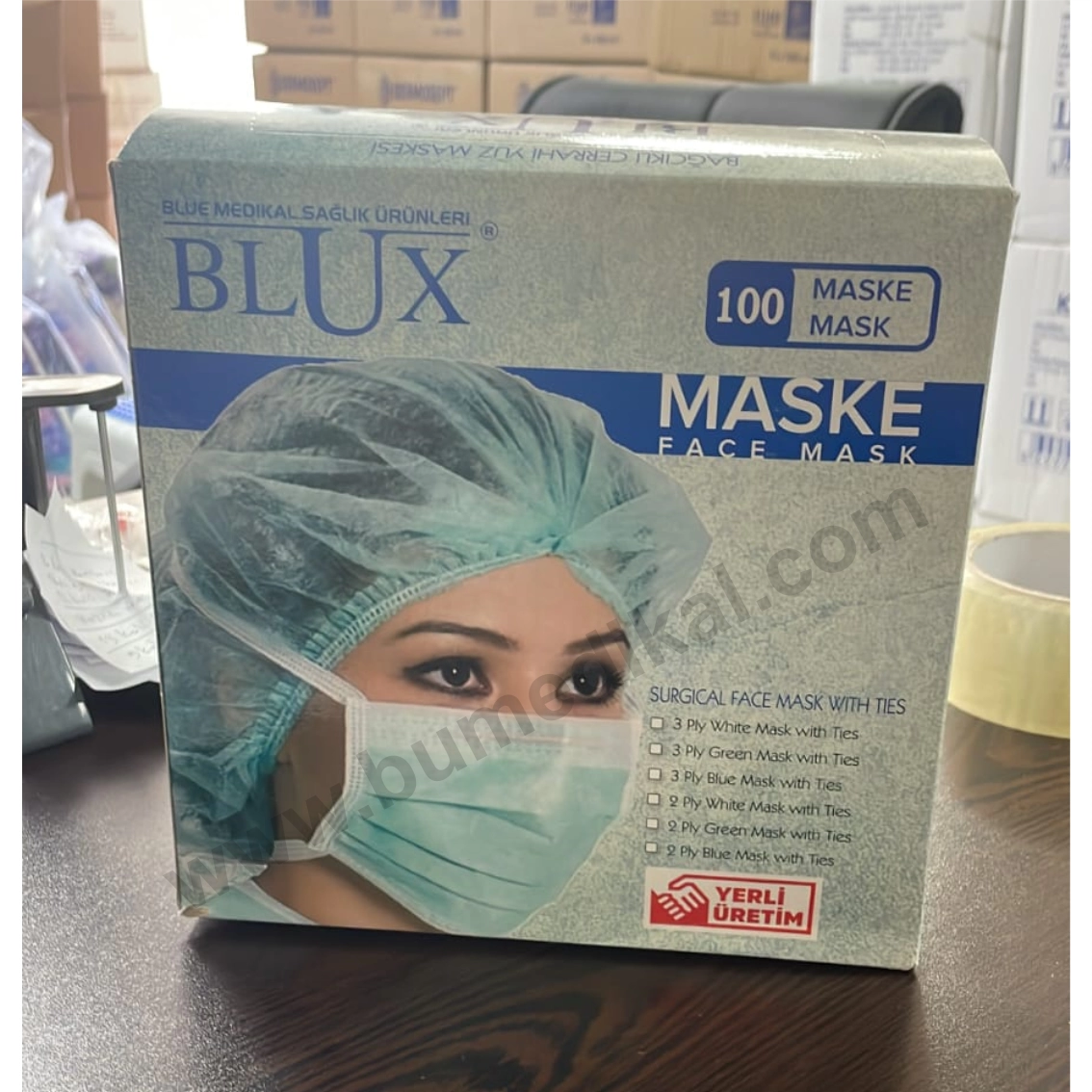Bağcıklı 3 Katlı Cerrahi Maske 100'lü - 1 Kutu | Bağcıklı maske fiyatı