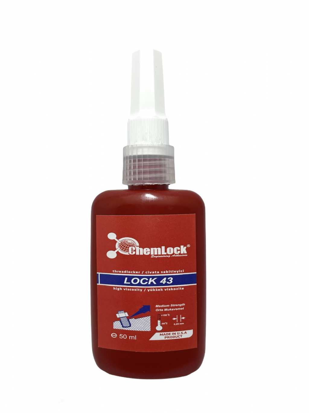 Chemlock Lock 43 Sökülebilir Civata Sabitleyici 50ml.