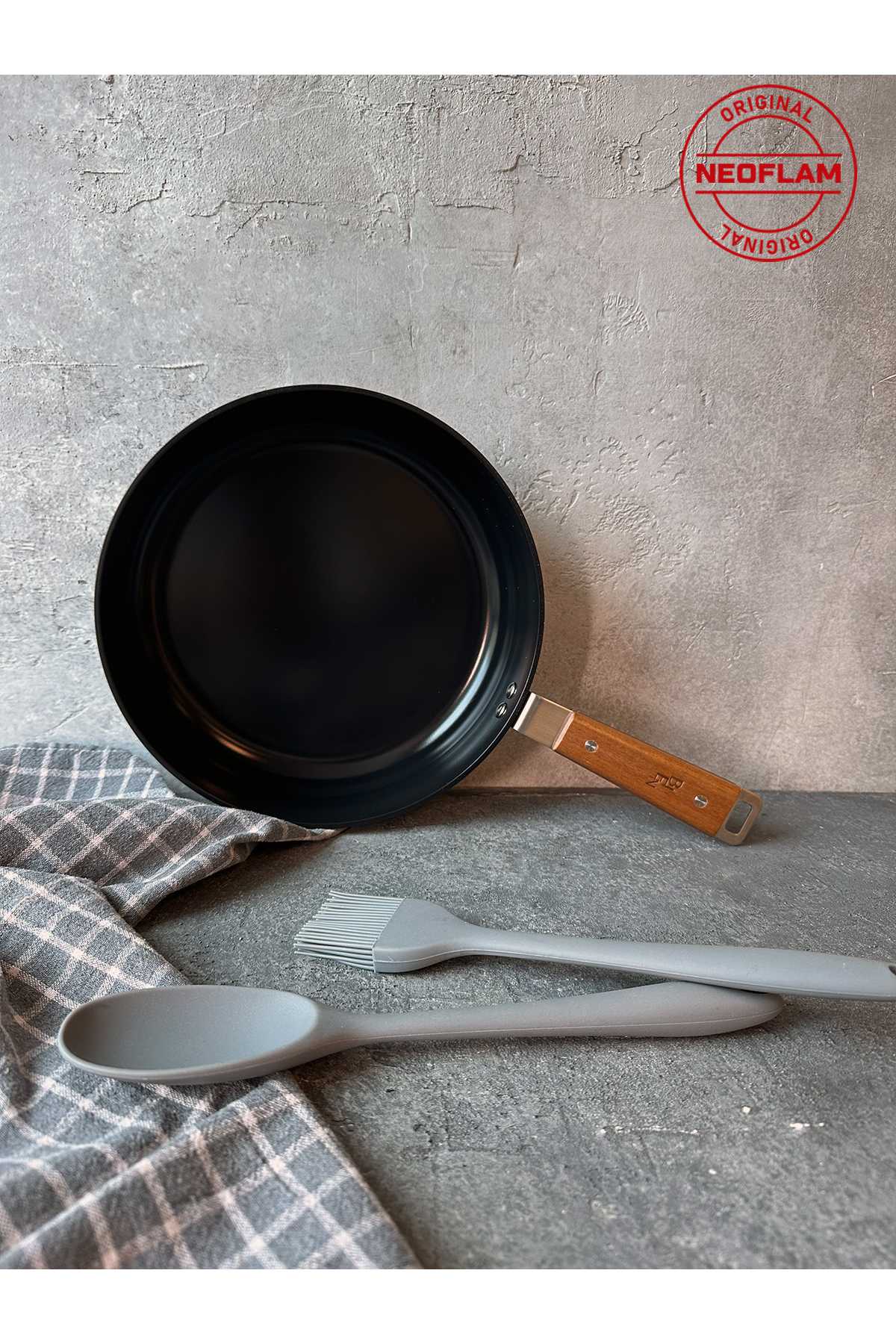 Neoflam Bien Siyah Wok Tava 24 cm.-burcubilluriye.com