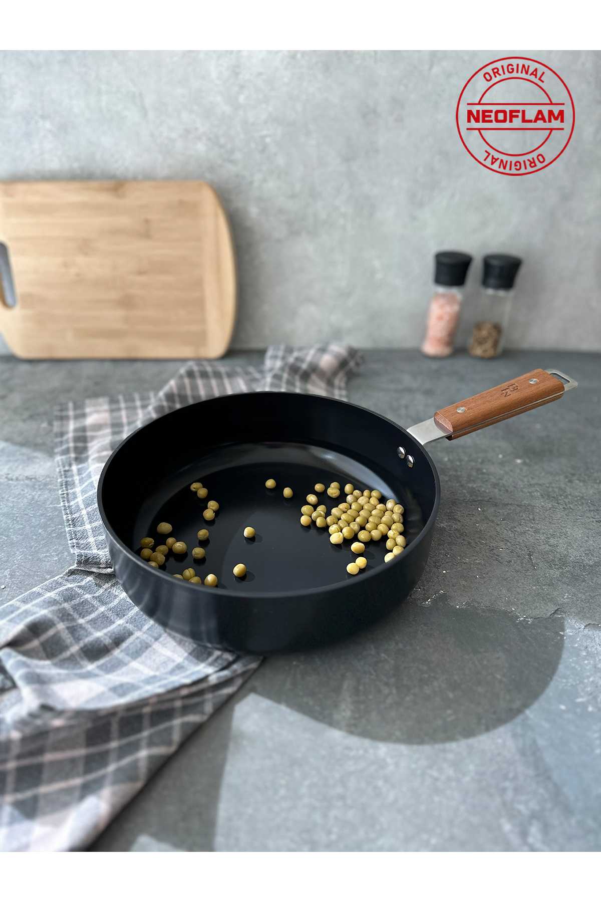 Neoflam Bien Siyah Wok Tava 24 cm.-burcubilluriye.com