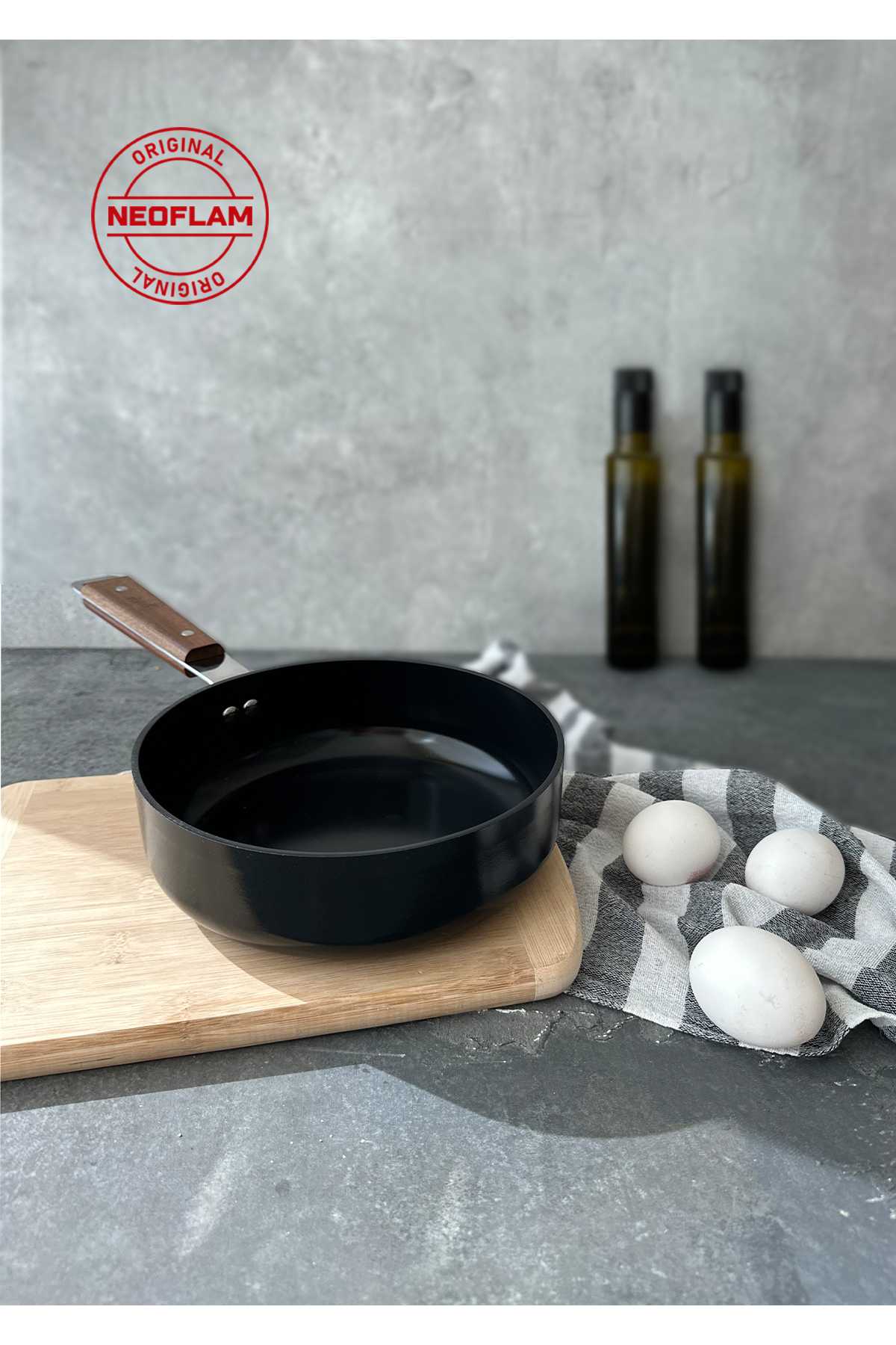 Neoflam Bien Siyah Wok Tava 20 cm.-burcubilluriye.com