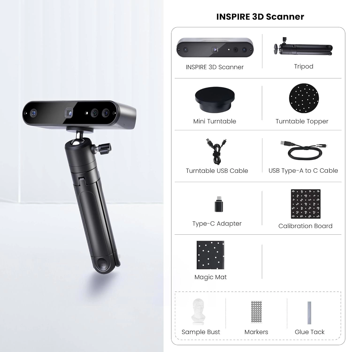 Revopoint 3D Scanner INSPIRE - Yüksek Performanslı Tarayıcı