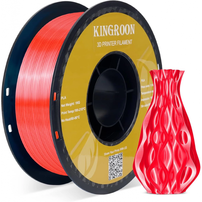 Kingroon PLA Silk Kırmızı Filament 1 KG - Pla Filament - Kingroon
