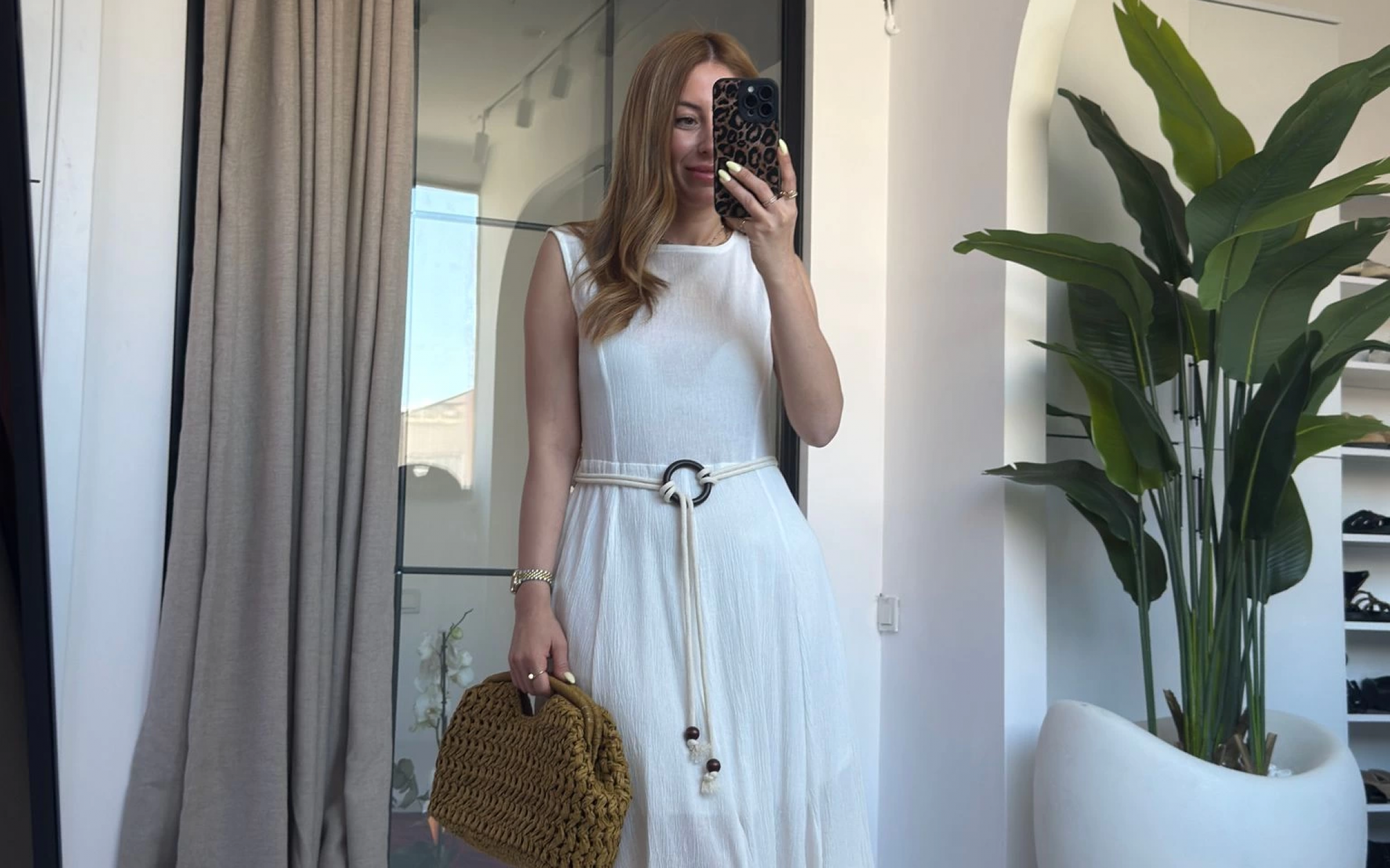 BEYAZ İP KEMER SIFIR KOL ELBİSE