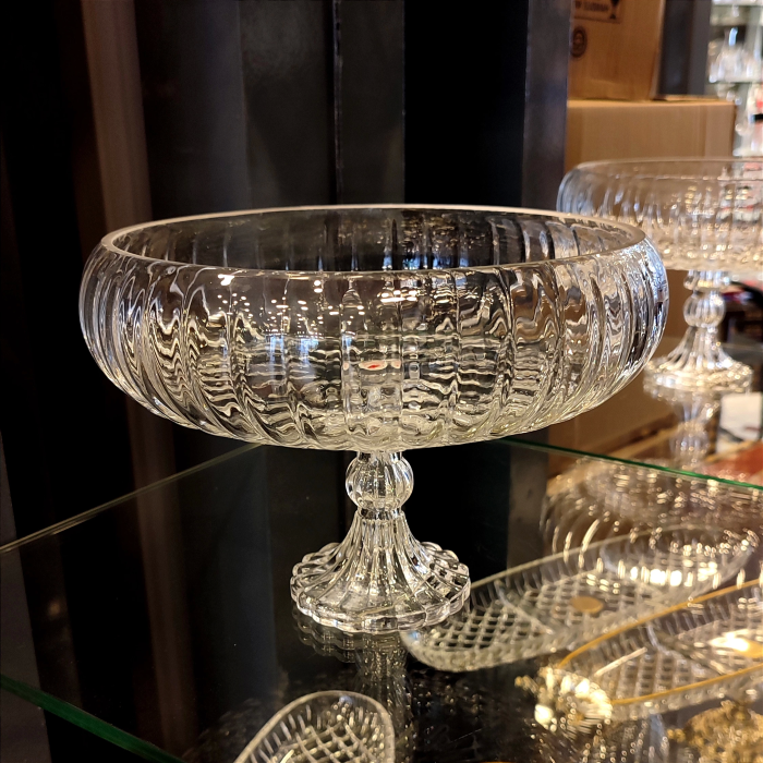 Alegre Glass Ayaklı Meyvelik , Salatalık ,Çok Amaçlı Sunum Kasesi -24 cm
