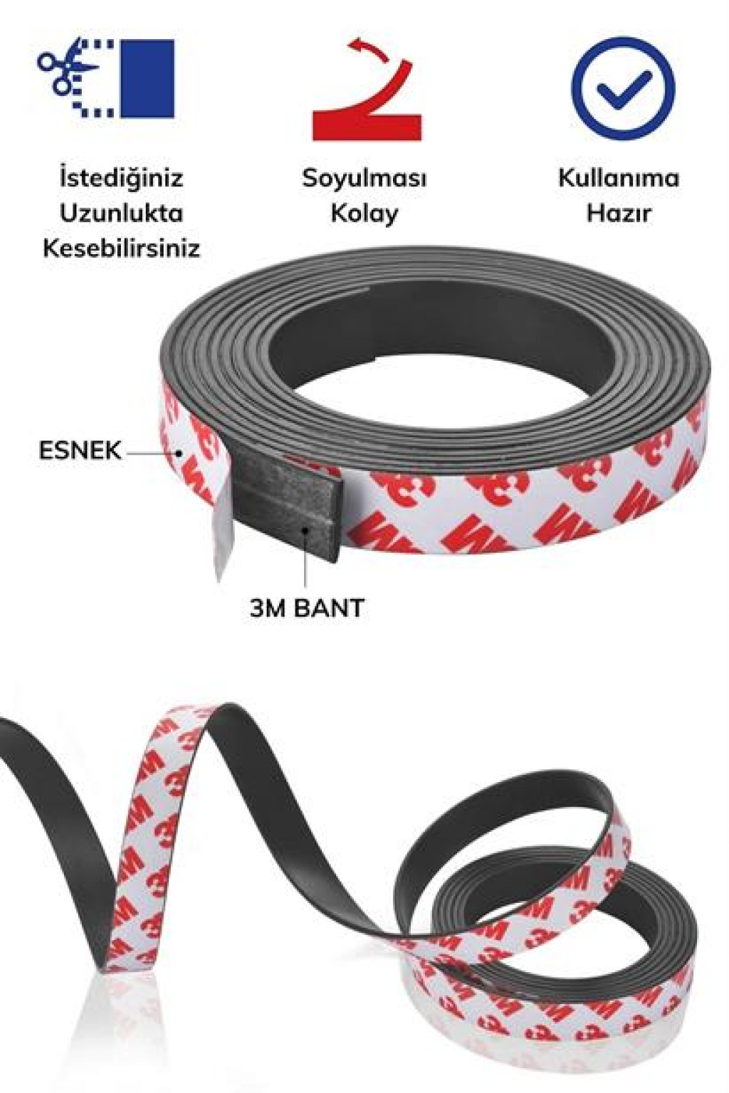 Yapışkanlı Şerit Mıknatıs Magnet Kes Kullan Güçlü Sağlam Rulo ...