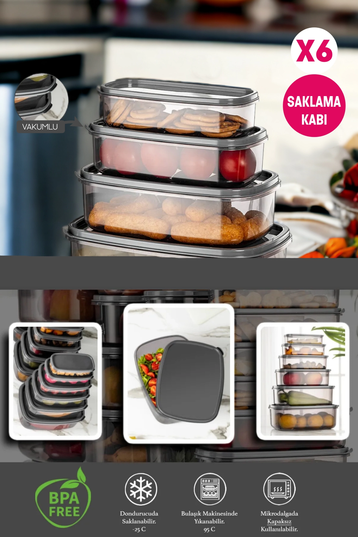 12'li Çok Amaçlı Saklama Kabı Seti Mutfak Piknik Erzak Kabı Dikdörtgen ...