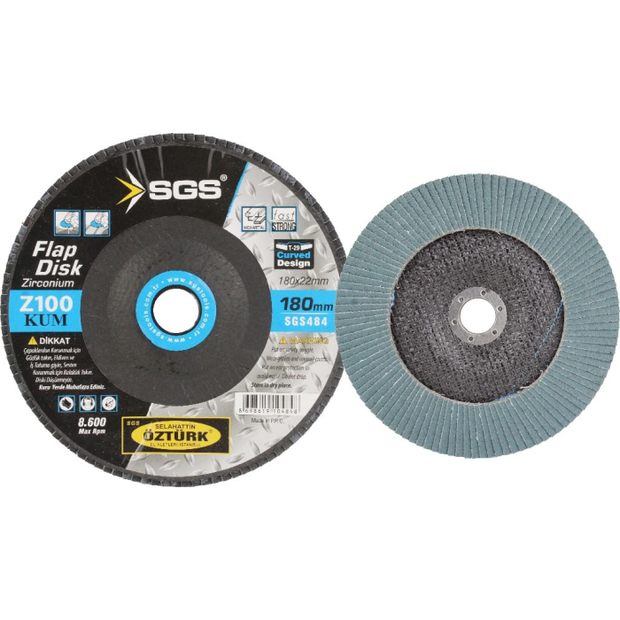 SGS 484 FLAP DİSK 180MM Z100 KUM PK:10