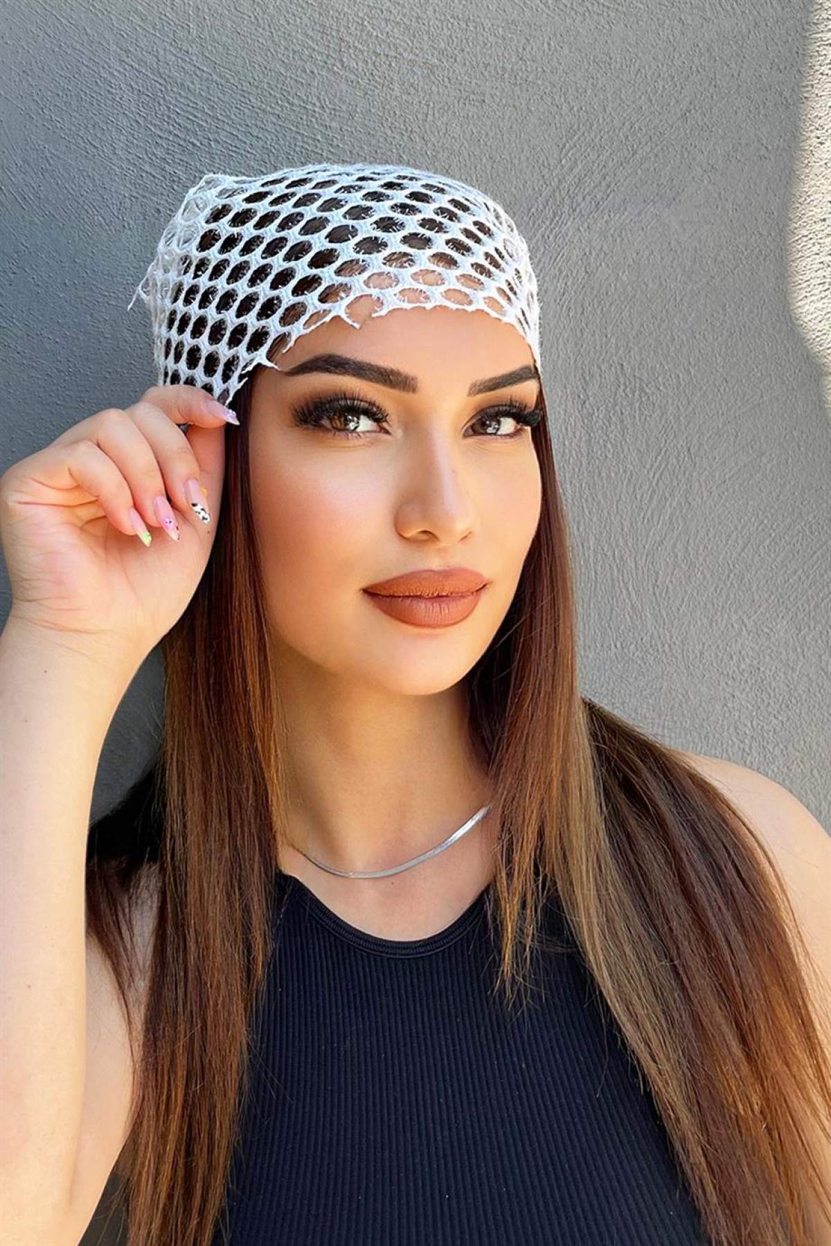 Takıştır Bijuteri | Beyaz Renk Simli Fular