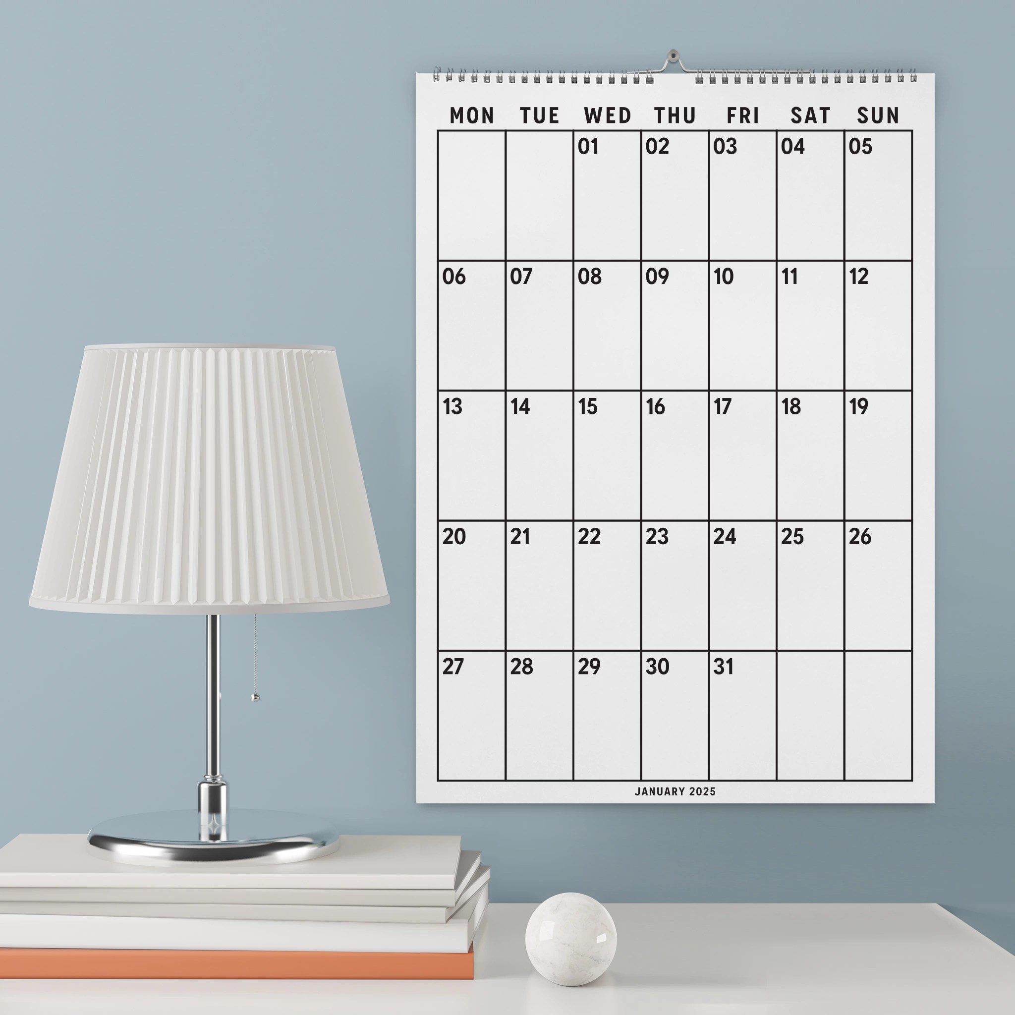 2025 Aylık Planlayıcı Duvar Takvimi, 33X48 cm, A4, Spiralli Takvim ...