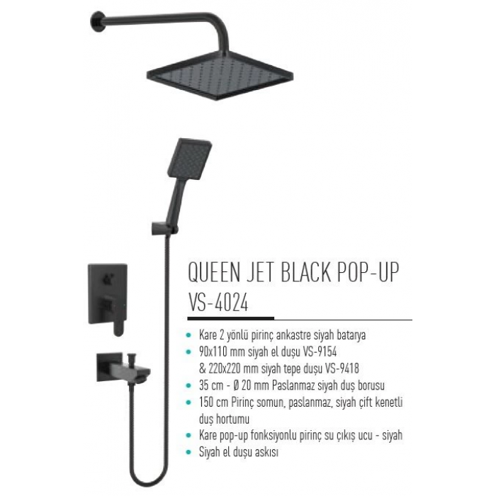 Valtemo VS-4024 Queen Jet Black Pop Up Ankastre