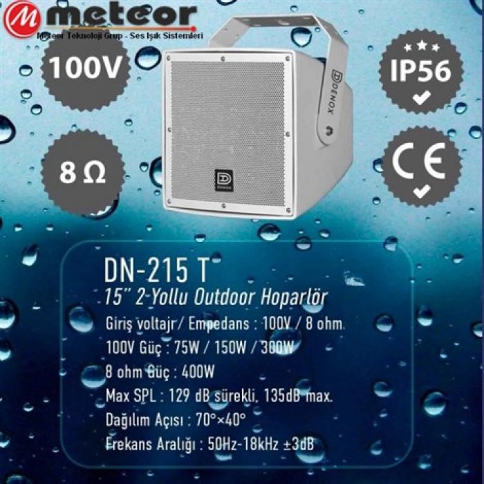 Denox DN-115B T Outdoor 15" Subwoofer Hoparlör, 75W/150W/300W/OFF/8-ohm 400W,