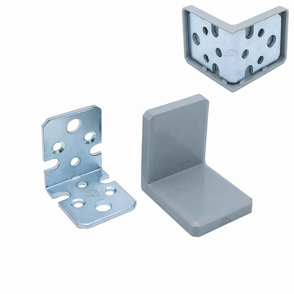 Gri Dekoratif Ağır Mobilya Dolap Askı Elemanı - Kapaklı L Demir Gönye ...