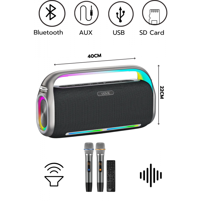 VIDVIE Xl-SP920 Şarjlı 2 Mikrofonlu 200W Bluetooth Hoparlör