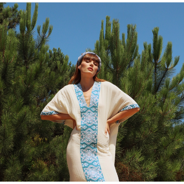 DAPHNE ANTAKYA DOKUMA BORDURLU KAFTAN