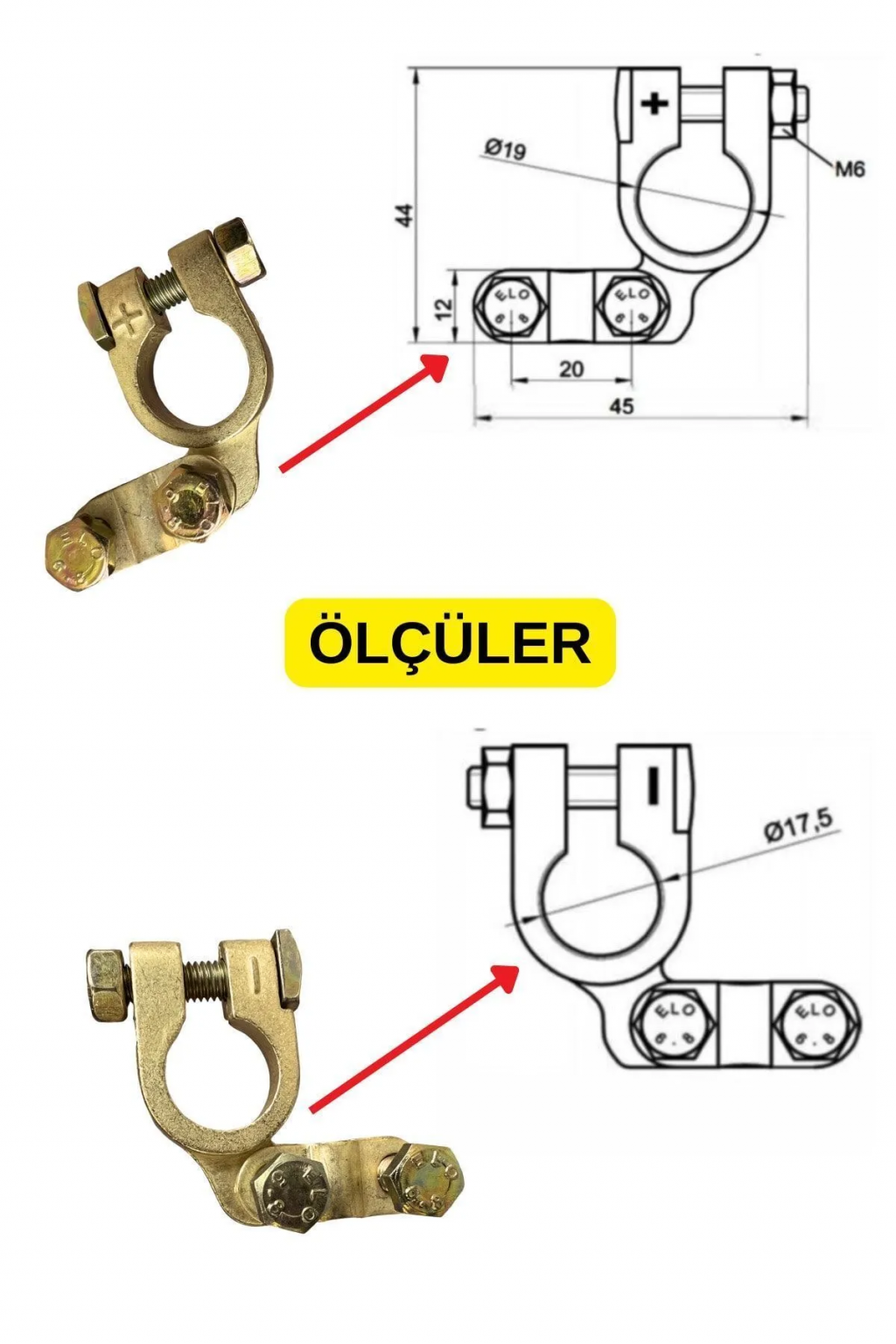 Kutup Başı Bağlama Standart - Güvenilir ve Dayanıklı Akü Bağlama Parçası