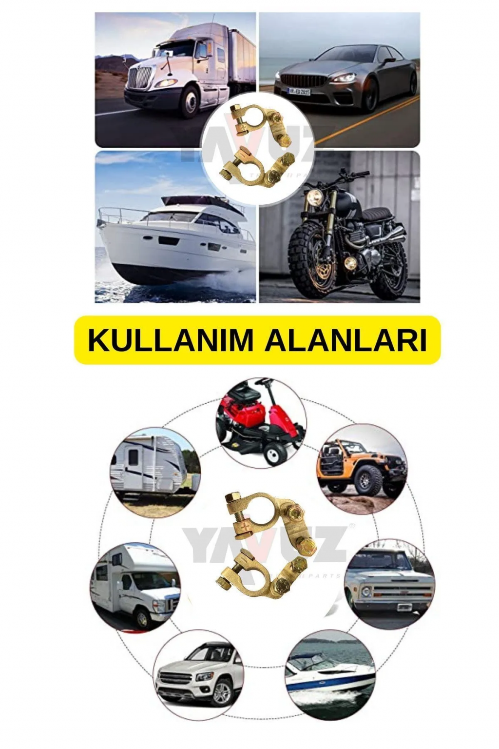 Kutup Başı Bağlama Standart + - Güçlü ve Güvenilir Akü Bağlama Parçası