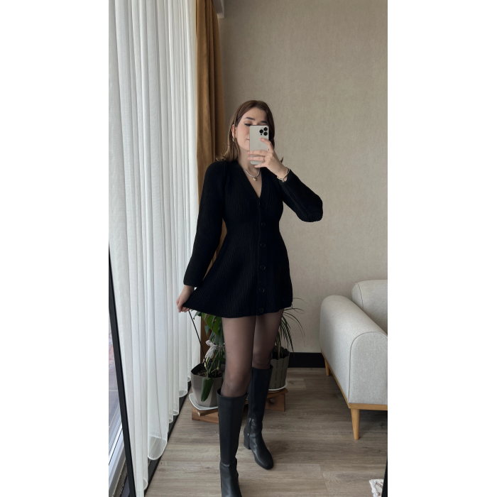 Hot Mini Siyah Triko Elbise Fiyatı Sislove Butik