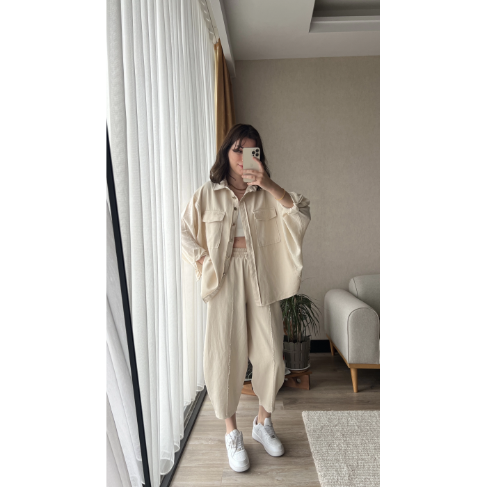 Lasha Krem Gömlek Şalvar Gabardin Takım Fiyatı - Sislove Butik