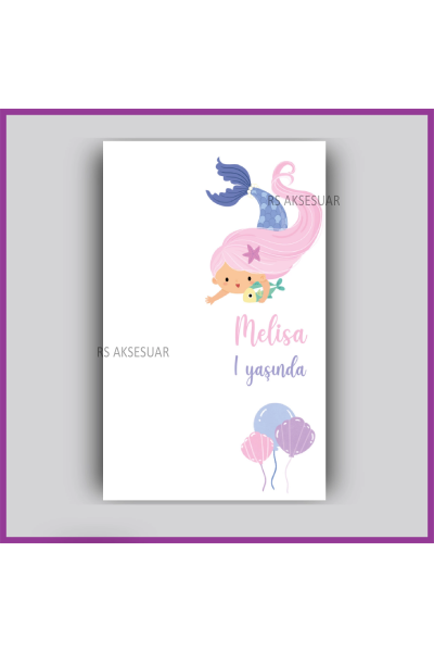 Deniz Kızı Temalı - Hediyelik Yıldız Anahtarlık İsim Kartı