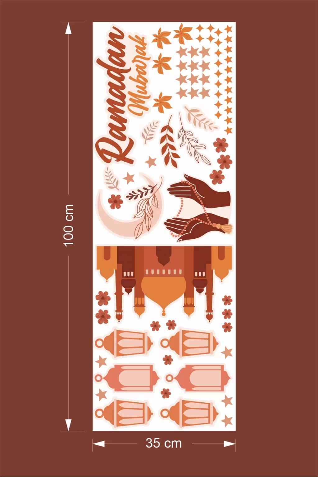 Ramadan Mubarak Duvar Ramazan Sticker 35x100 Cm