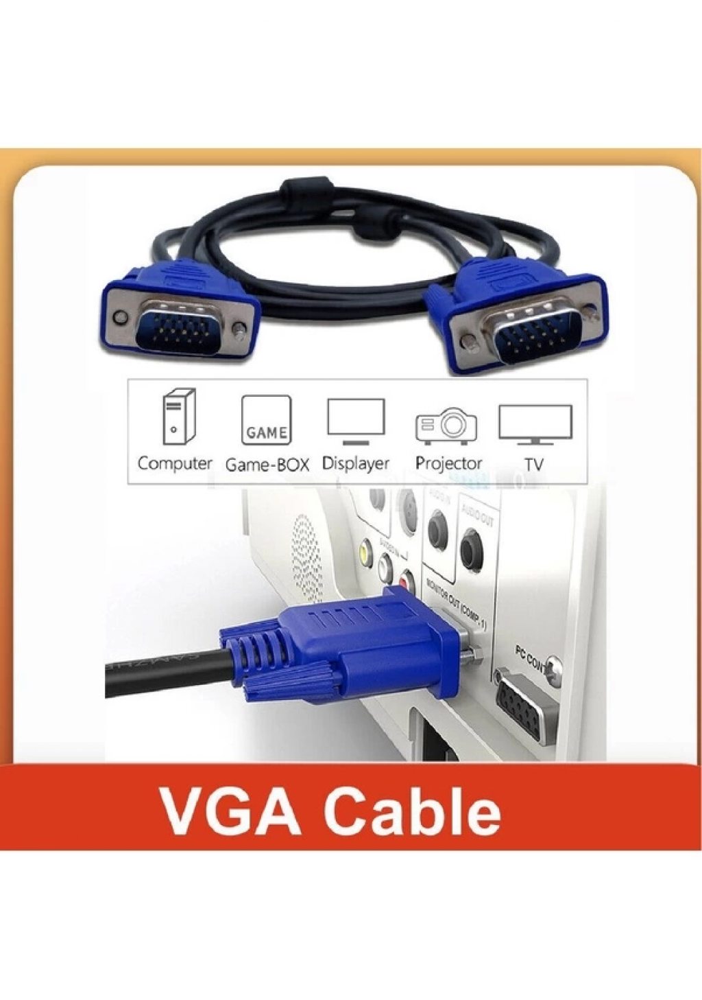 3071 1.5M Vga To Vga Monitör Ekran Uzatma Ekleme Kablosu 15 Pin sivas
