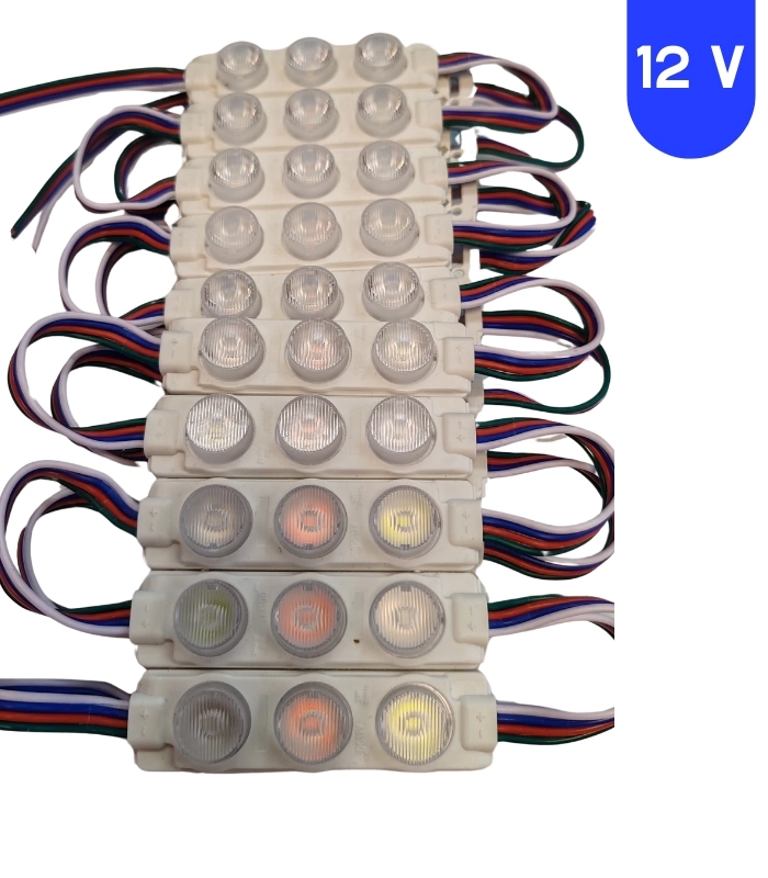 MSV Teknoloji 12V 3W 3 Lensli RGB 3030 SMD LED Modül IP65 10 Adet - MODÜL LED RGB Modül Led