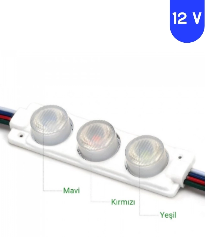 MSV Teknoloji 12V 3W 3 Lensli RGB 3030 SMD LED Modül IP65 10 Adet - MODÜL LED RGB Modül Led