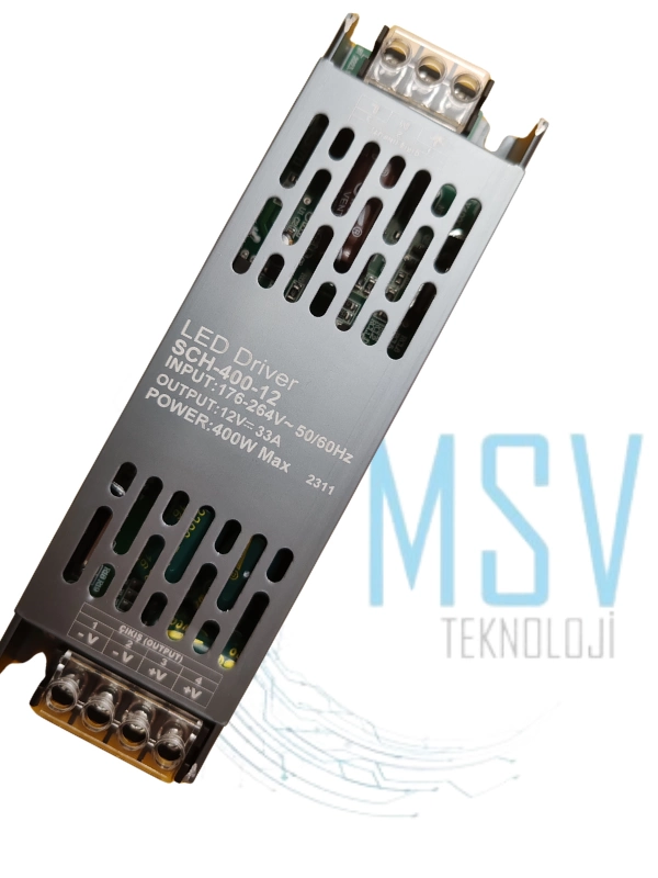 MSV Teknoloji 12V 33A Ultra İnce Slim Metal Kasa Eko Model Mini Trafo