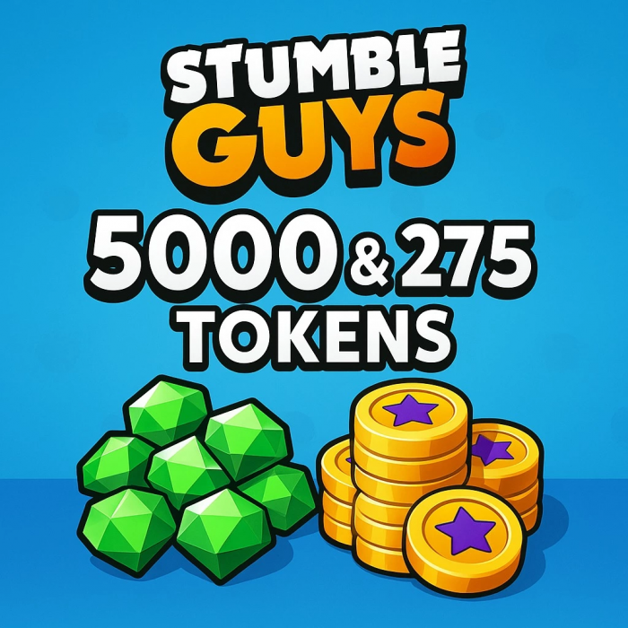 Buy Stumble Guys 5000 Gems + 275 Tokens – Maximum Power and Style Package!