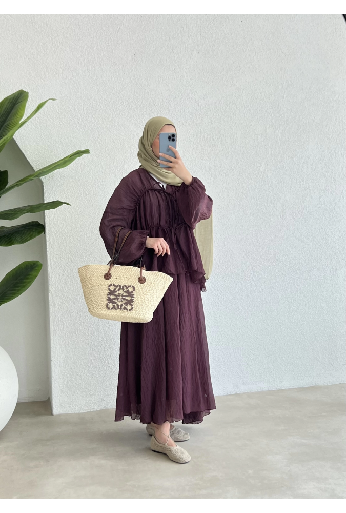 POLİAMİD ETEKLİ TAKIM PASTEL MAVİ